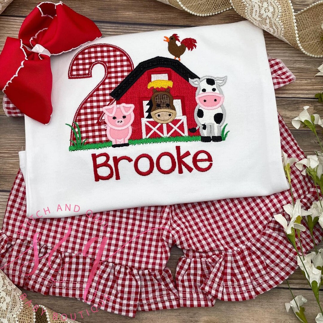 Barnyard Birthday Farm Shirt With Farm Animals Girl Farm Birthday Shirt ...