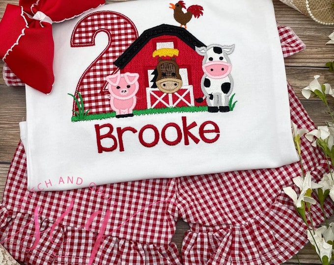 Barnyard Birthday Farm Shirt With Farm Animals Girl Farm Birthday Shirt ...