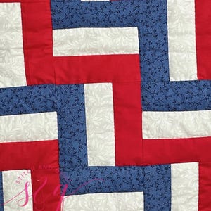 Hand Quilted Patchwork Throw Quilt - Patriotic Split Rail Design ...