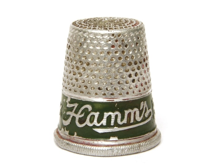 Drink Hamm's Beer Advertising Thimble, Vintage Aluminum With Green ...