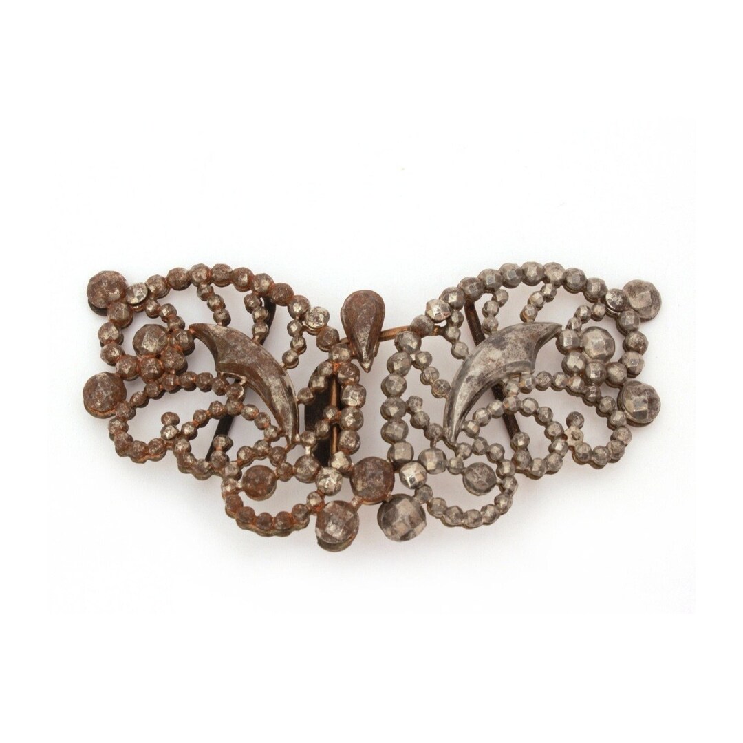 Cut Steel Sash Buckle, Antique Victorian Fashion, Hand Riveted Faceted ...