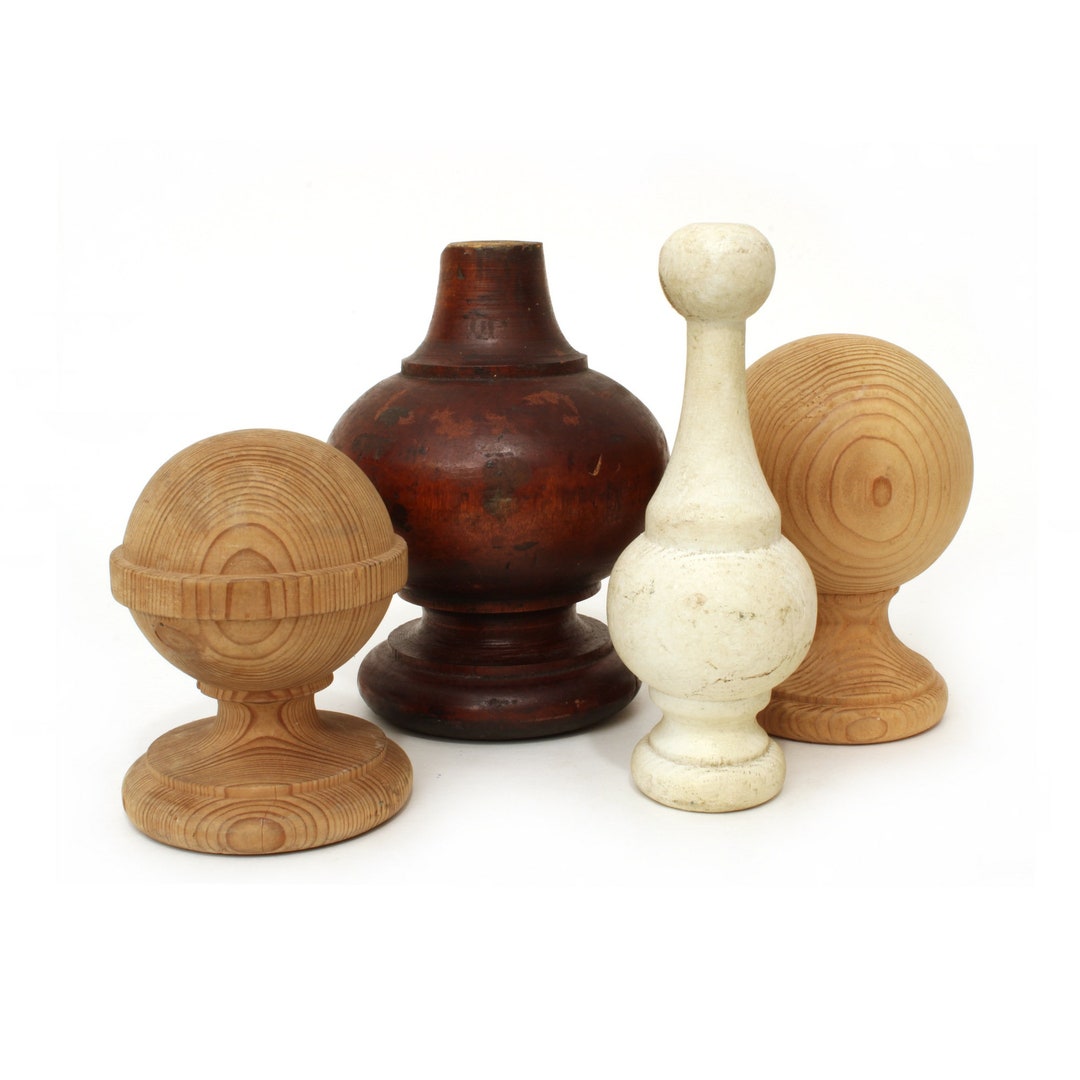 4 Wood Finials Rustic Farmhouse Display Cottage Core Architectural ...