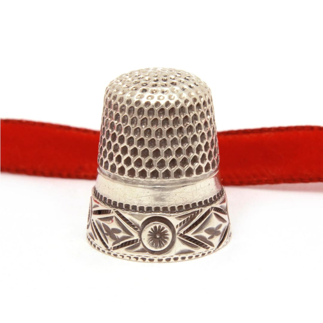 Sterling Thimble Stern Bros Fouled Anchor, Engraved Initial M, Circles ...