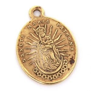 Antique Catholic Patron Saint Medal in Latin Sancta Maria Patrona and ...