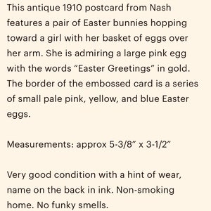 1910 Easter Postcard by Nash Girl With Easter Basket & Eggs Bunny ...