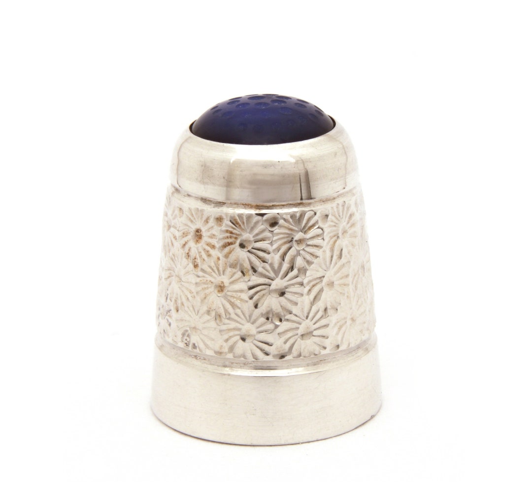 1987 Sterling Thimble With Charles Horner Style DAISY Pattern Blue ...
