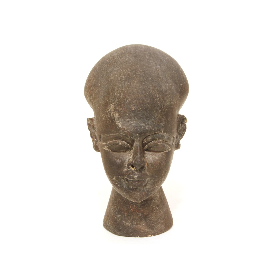 Egyptian Clay Bust Pharaoh King or Princess Statue With Elongated Head ...