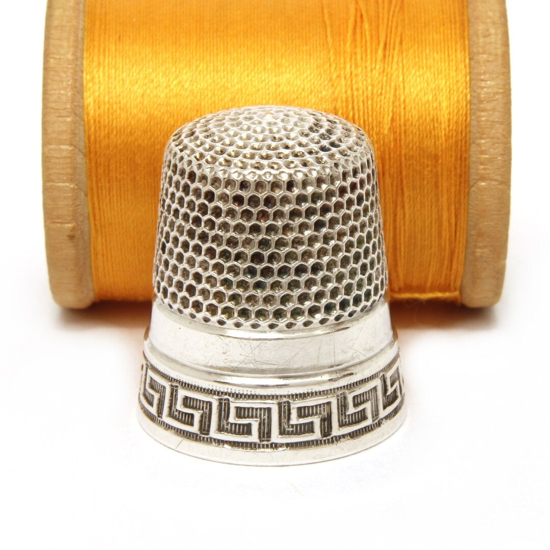 Sterling Thimble Ketcham Mcdougall Greek Key Design Size 9 Antique MKD ...
