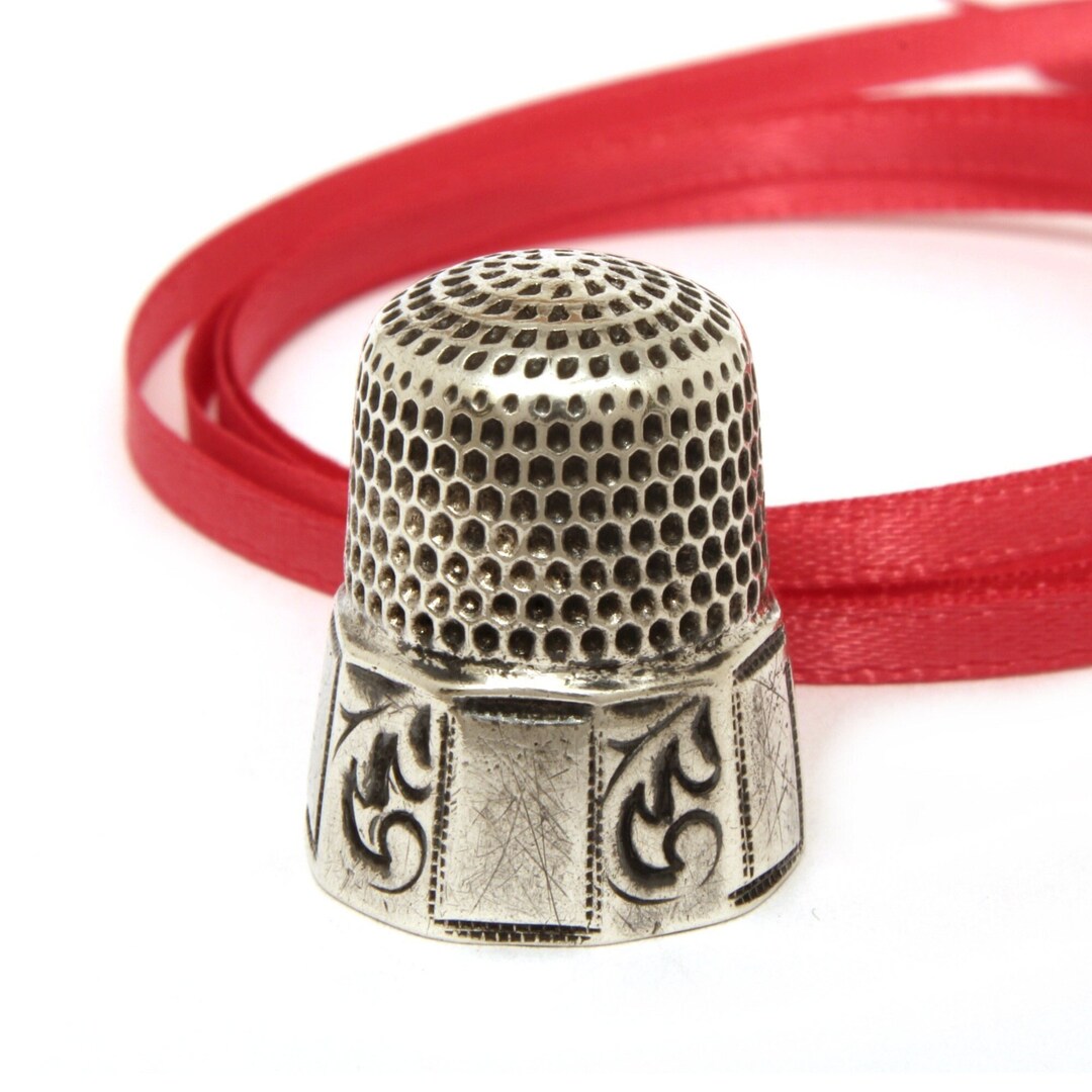 Antique Sterling Silver Thimble SBC Stern Brothers Size 9 Paisley Curls ...