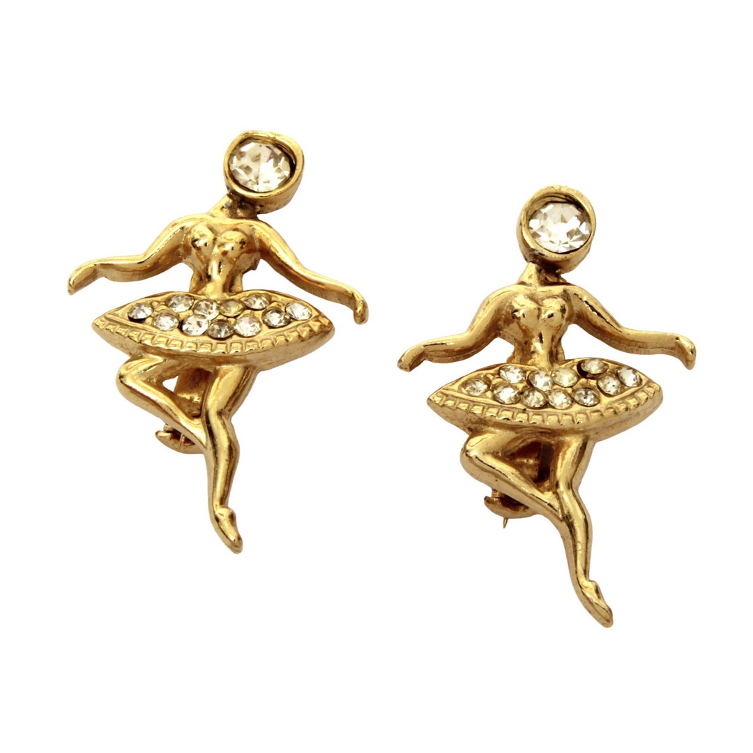 Rhinestone Ballerina Pins Pirouette Pose Vintage Costume Jewelry Brooch ...