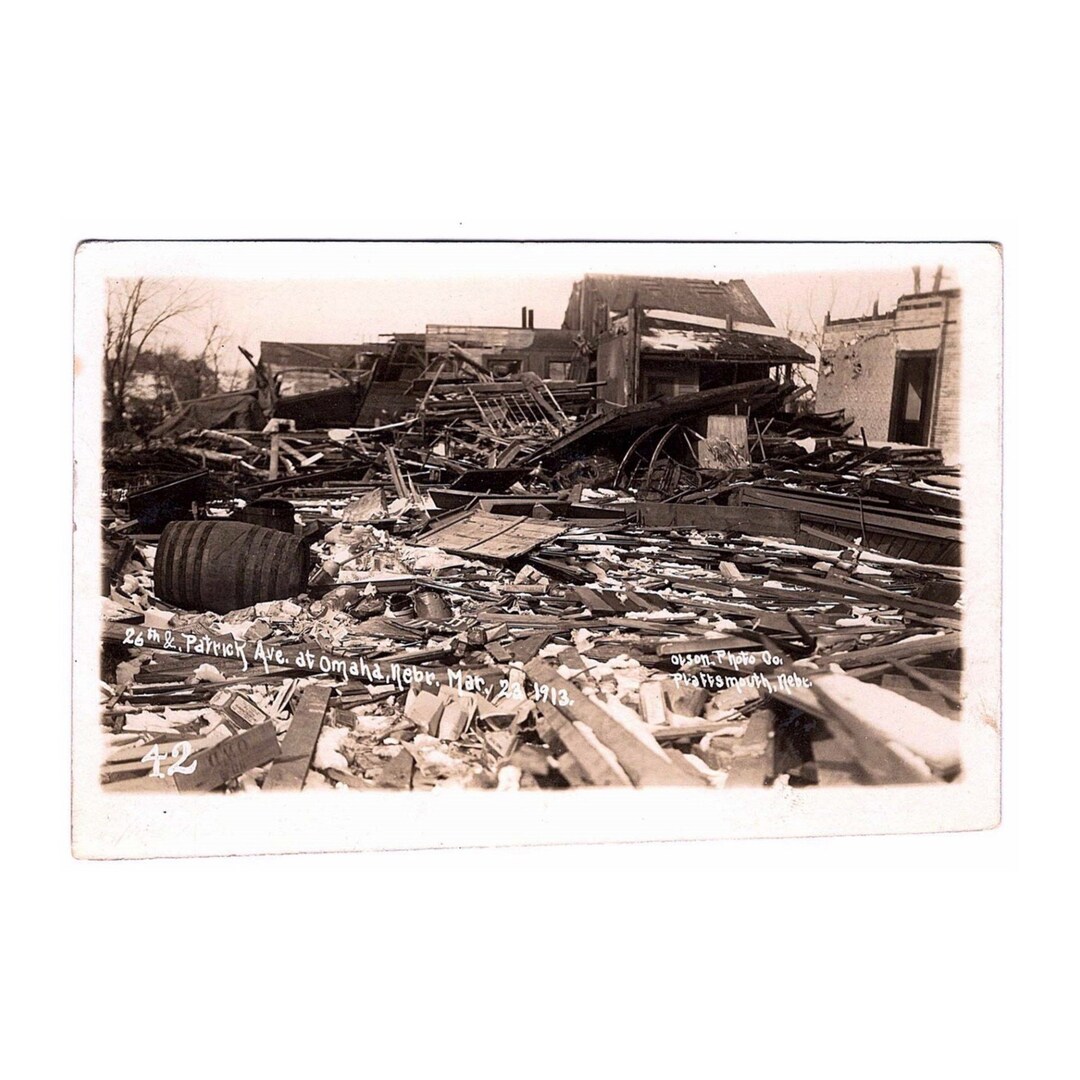 Nebraska Tornado Damage RPPC March 23 1913 Omaha 26th and Patrick Ave ...