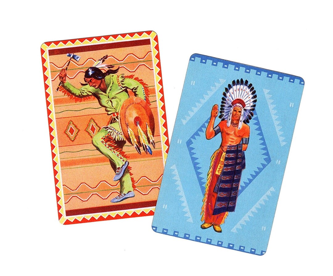 2 Native American Chief & Warrior Vintage Swap Cards With Indian Rug ...