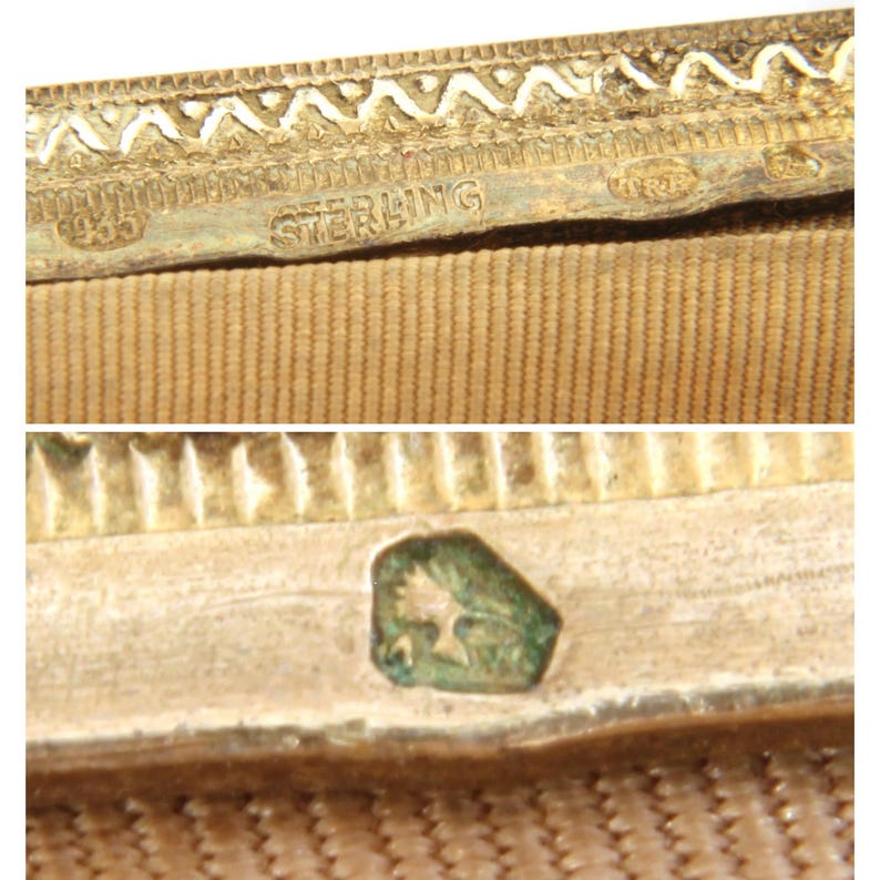 Antique Tapestry Purse, 935 Silver Frame Enamel Marcasites Sterling ...
