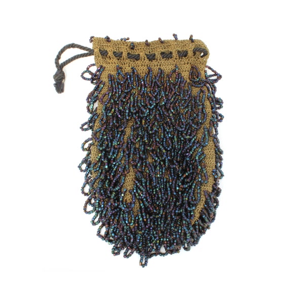 1920s Beaded Purse with Loops of Blue Glass Seed Bead… - Gem