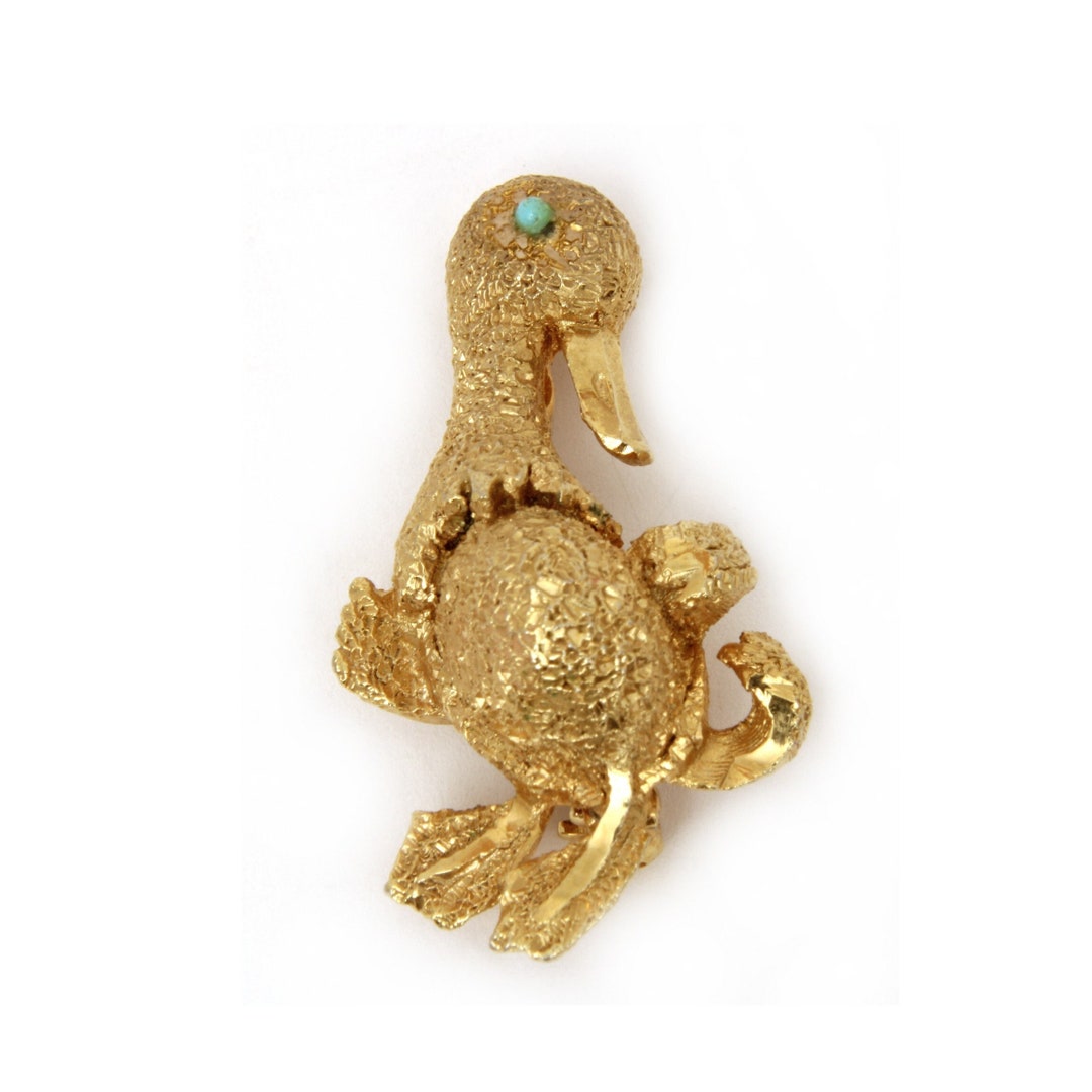 Cute Duck Pin Vintage Costume Jewelry Bird Brooch Textured - Etsy