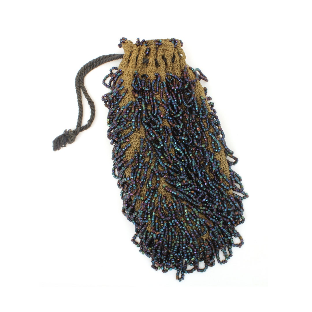 1920s Beaded Purse With Loops of Blue Glass Seed Beads Antique ...