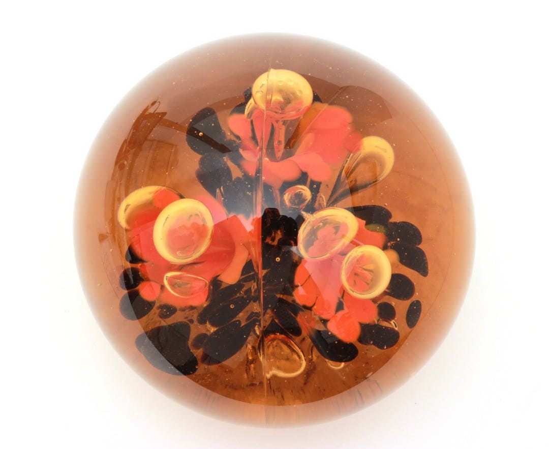 1970s Glass Paperweight Signed SGC Large Heavy Mid Century Colors ...