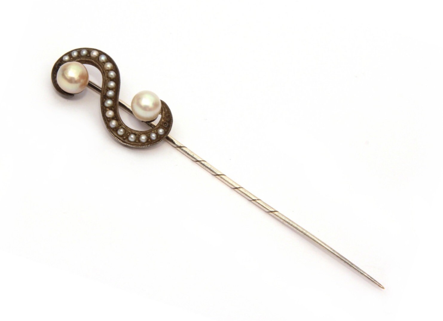 Antique Victorian Old Mine Cut Diamond Gold Question Mark Stick Pin ...