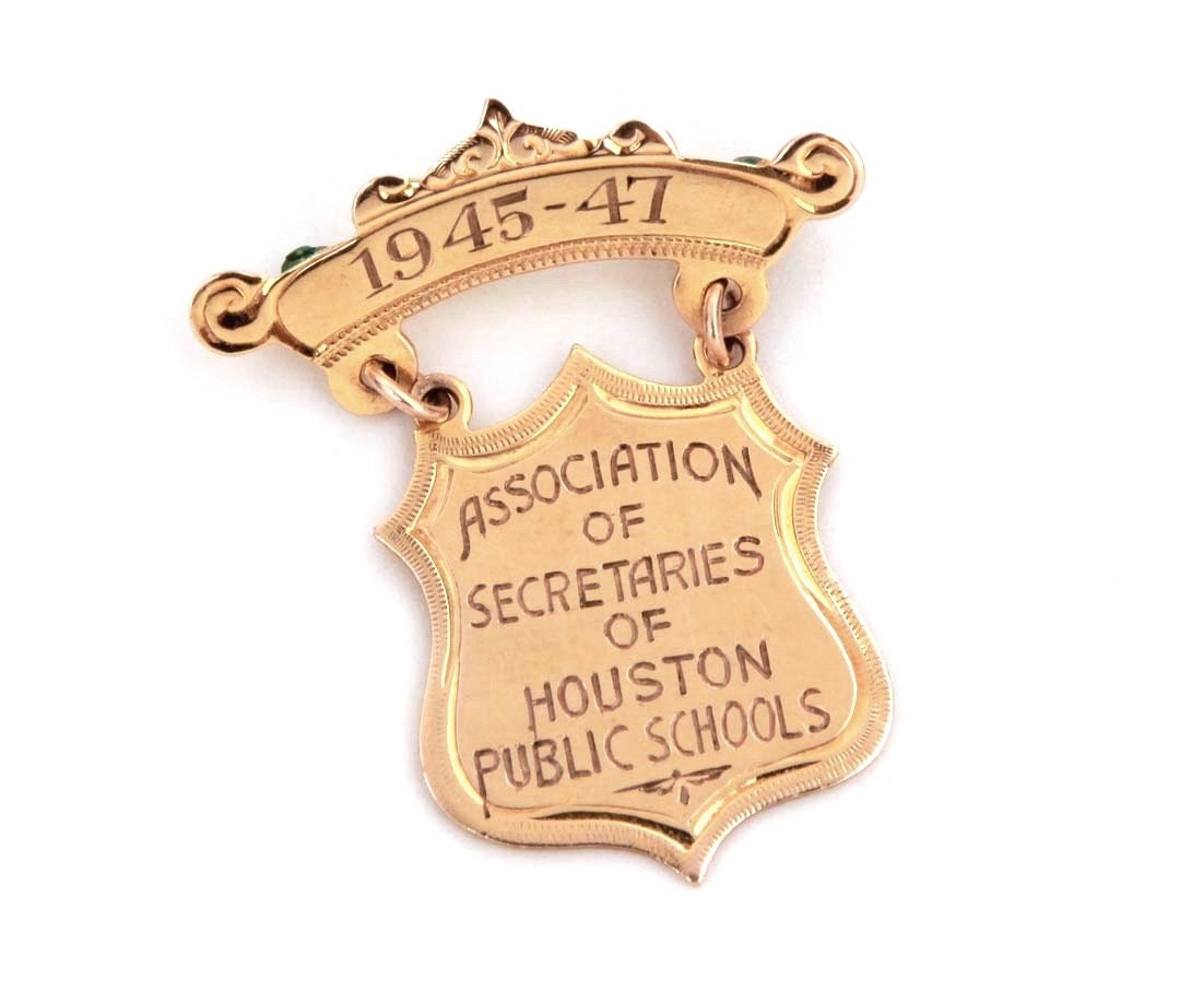Vintage 10k Gold Medal Pin, Association of Secretaries of Houston ...