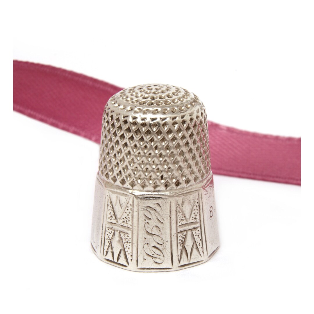 Sterling Thimble Size 8 Panels With Plain and Fancy Design Engraved ...