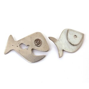 2 Mid-century Modern Pewter Fish Pins Artist Signed JHN Modernist ...
