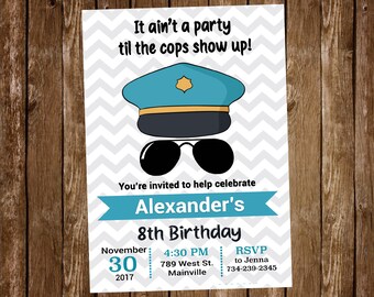 Police Birthday Party Invitation Police Cop Invitation | Etsy