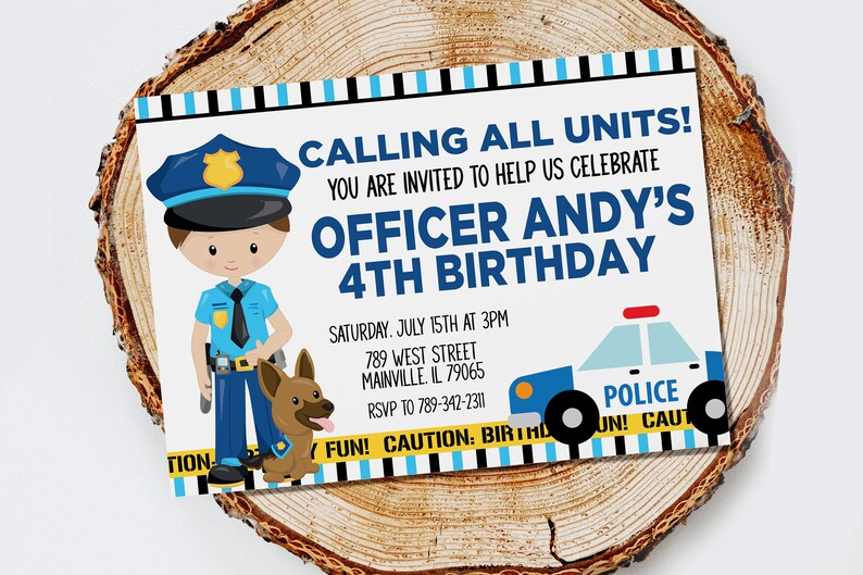 Police Birthday Party Invitation Police Cop Cops Police - Etsy