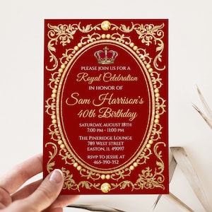 Instant Download - Royal Birthday Party Invitation - King Queen - Red ...