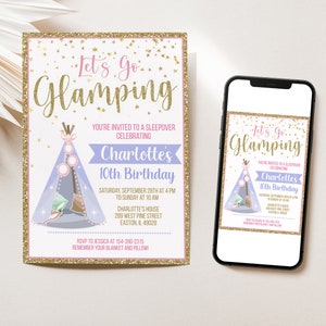 Glamping Sleepover Birthday Party Invitation, Glamping, Slumber Party ...