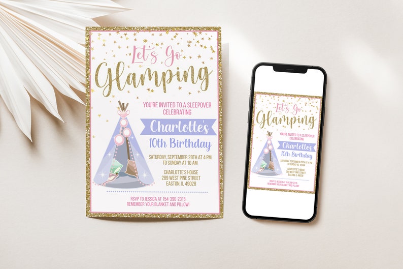 Glamping Sleepover Birthday Party Invitation Glamping - Etsy