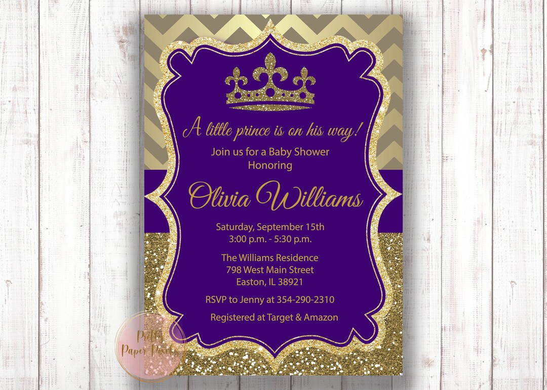 Prince Baby Shower Invitation, Prince, King, Royal, Crown, Baby Shower ...