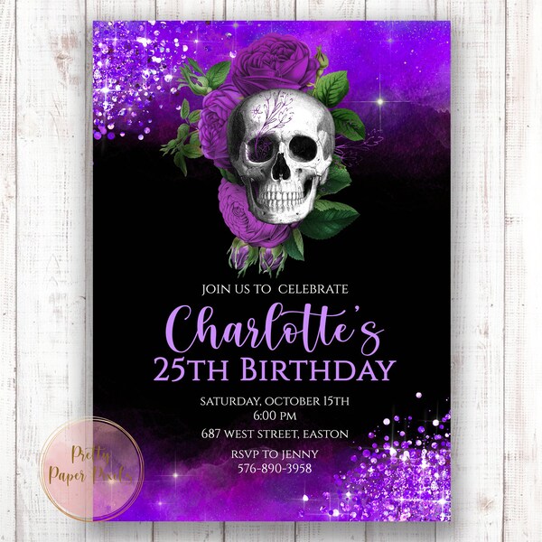 Skull Birthday Party Invitation - Etsy