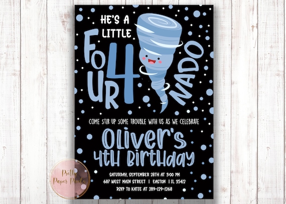 Fournado Birthday Invitation Fourth Birthday Invitation - Etsy