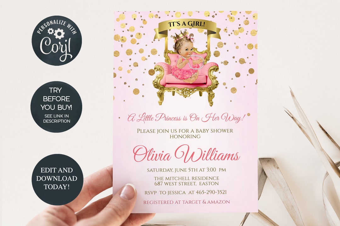 Baby Shower Invitation, Princess, Queen, Crown, Girl, Baby, Shower ...
