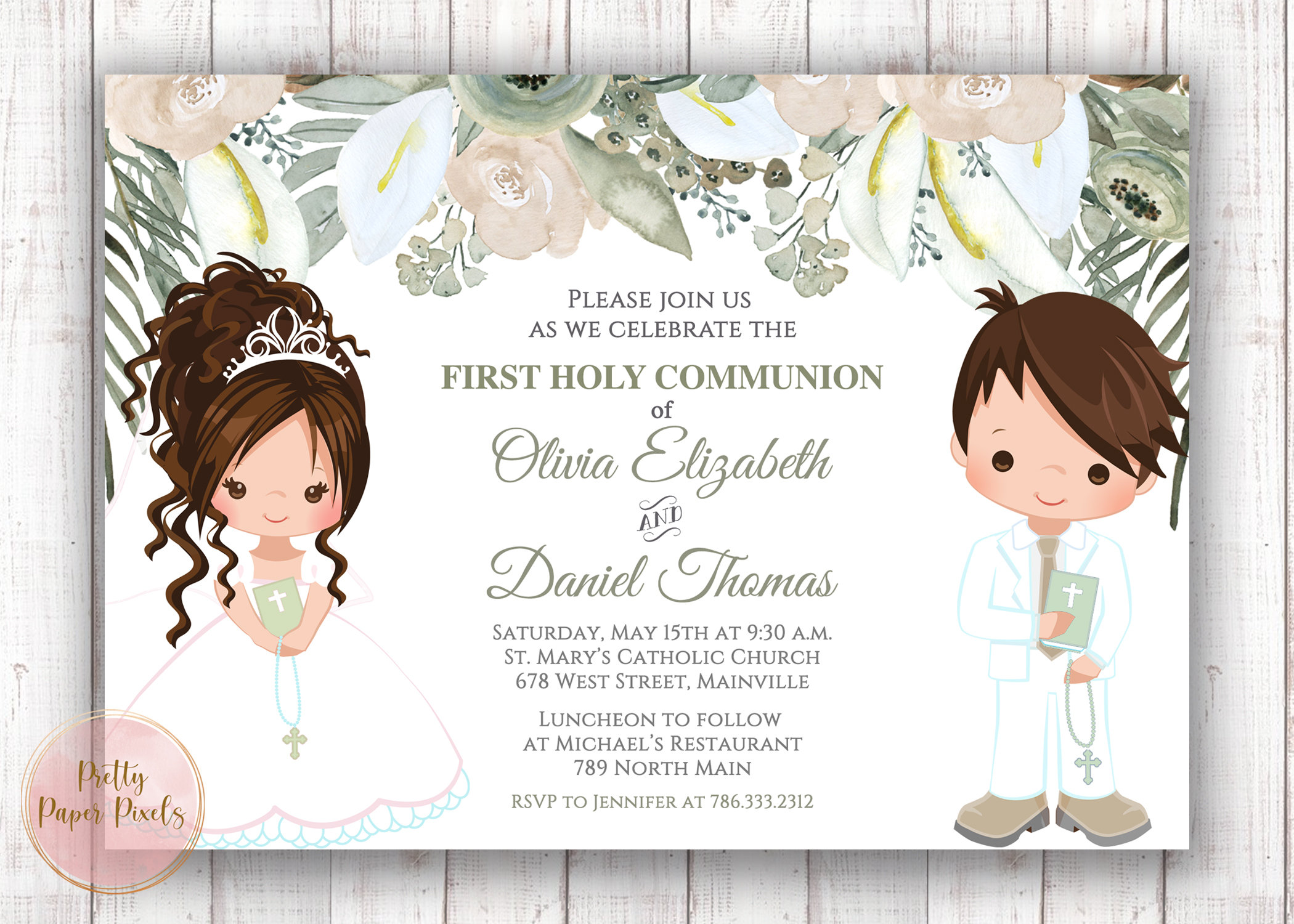First Communion Invitation, Sibling, Cousins, Brother, Sister ...