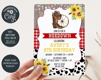 Barn Dance Party Invitation | Country Western Hoedown Party - Etsy UK