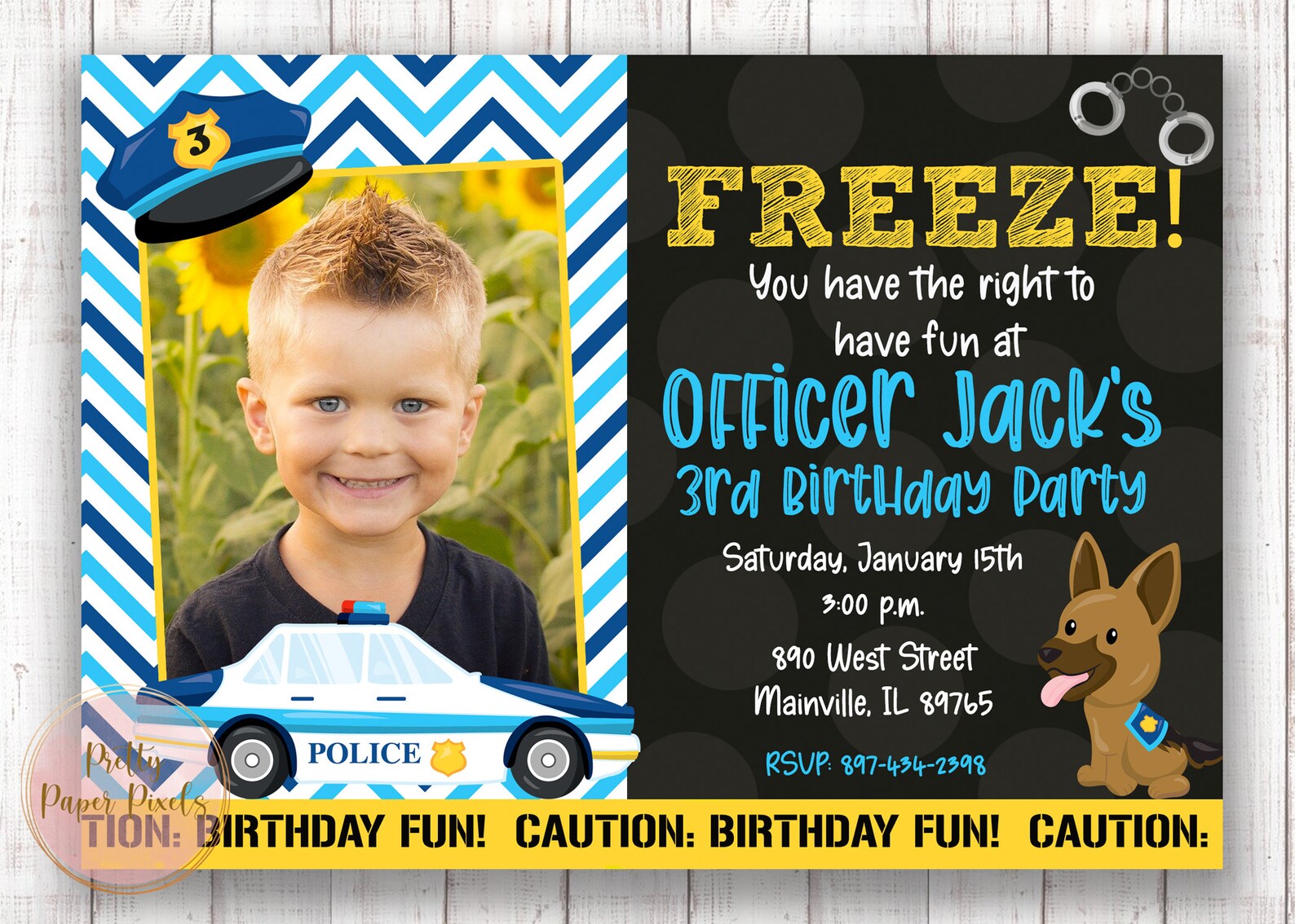 Police Birthday Party Invitation Police Cop Invitation - Etsy