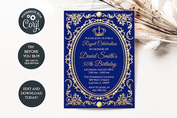 Plantilla De Invitación En Blanco Del Rey Real