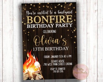 Campfire Birthday Invitation - Etsy