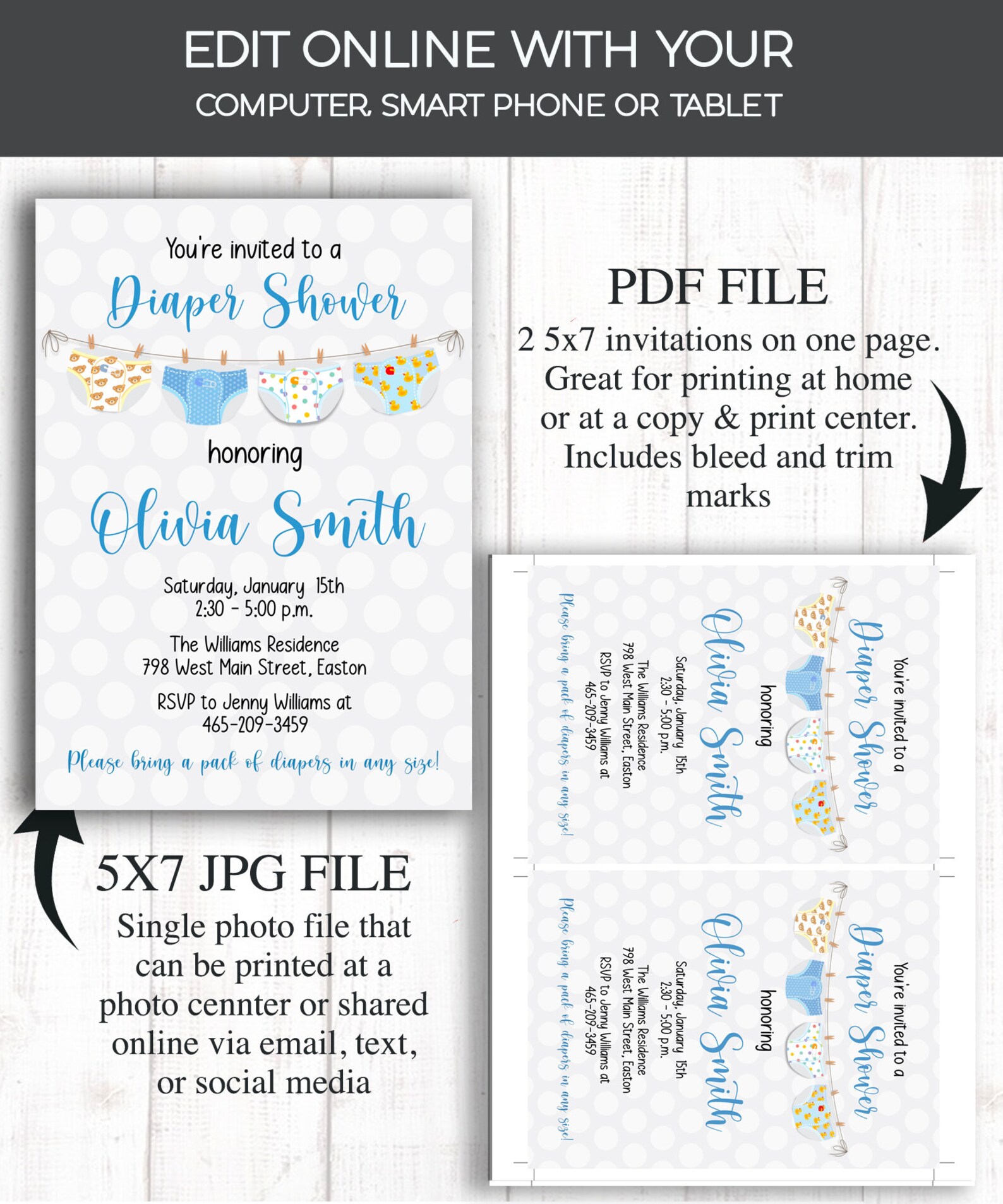 Diaper Shower Invitation Diaper Wipes Baby Shower Party - Etsy