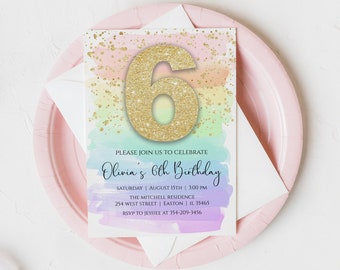 6th Birthday Invite Girl - Etsy