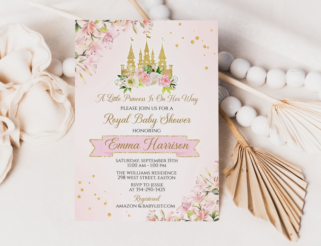 INSTANT DOWNLOAD Princess Castle Baby Shower Invitation in Pink and ...