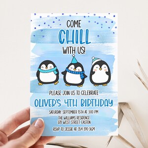Instant Download - Penguin Birthday Party Invitation - Chill ...