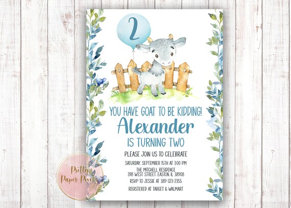 Goat Boy Birthday Party Invitation Goat Boy Farm Animal - Etsy
