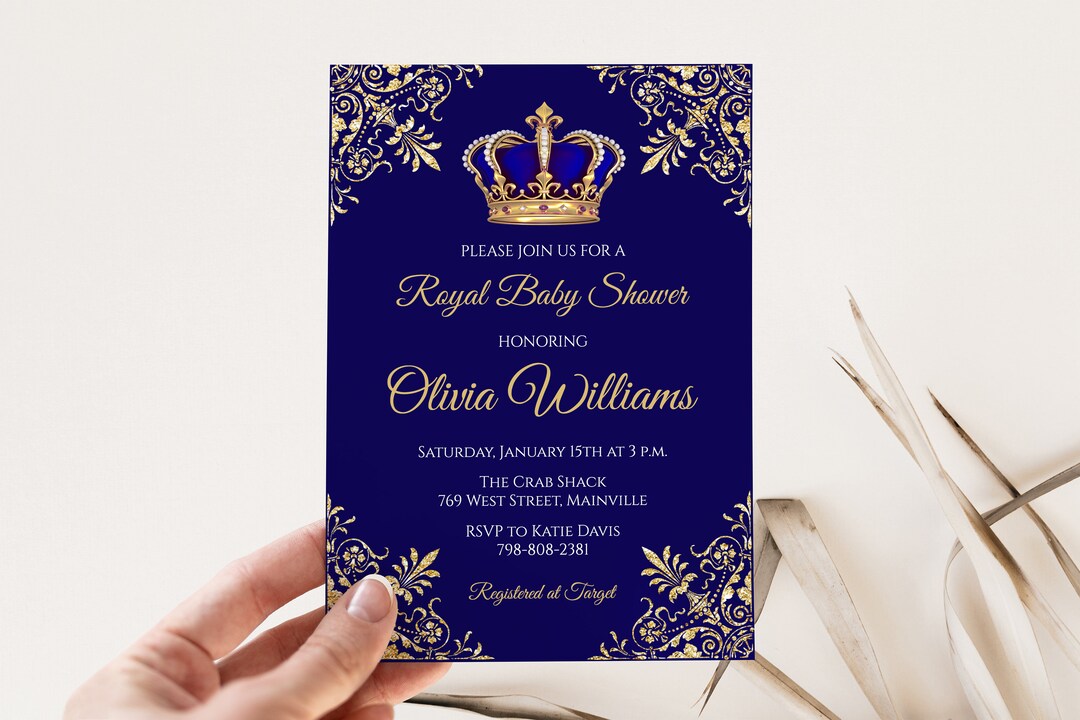 Prince Baby Shower Invitation, Baby Shower, Royal, Baby Boy, Prince ...