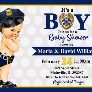 Police Baby Shower Invitation, Police, Boy, Baby Shower, Invitation ...