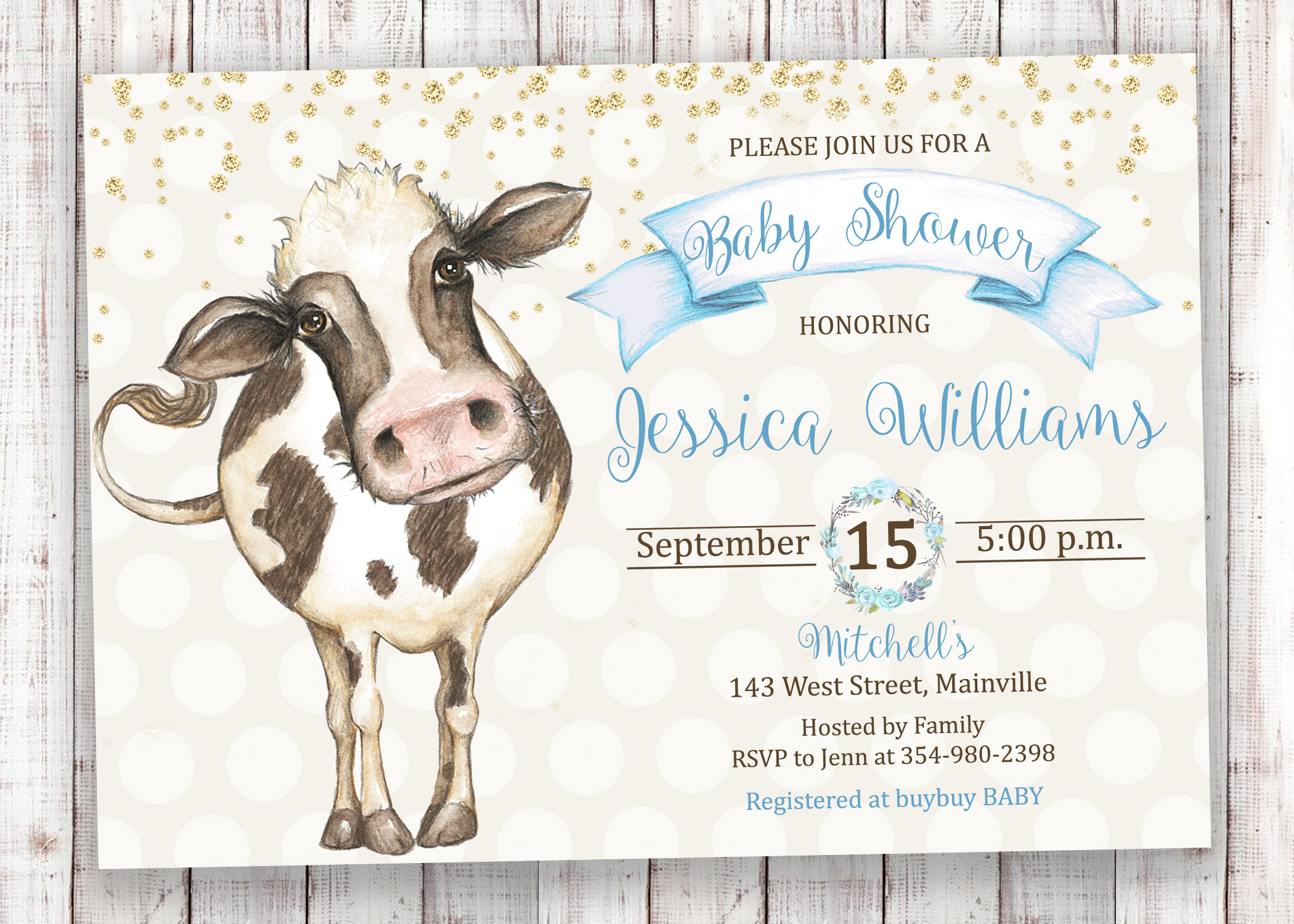 Cow Baby Shower Invitation Cow Baby Shower Boy Farm Baby | Etsy