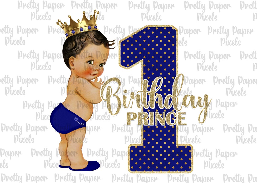 Prince 1st Birthday PNG Sublimation Design, Gold Blue, Royal Birthday ...