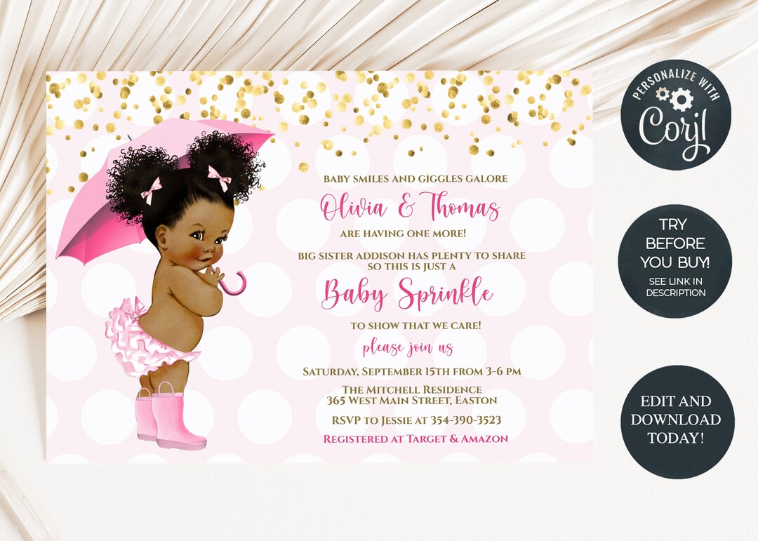 Girl Baby Sprinkle Invitation, Baby Girl Sprinkle, Baby Shower ...