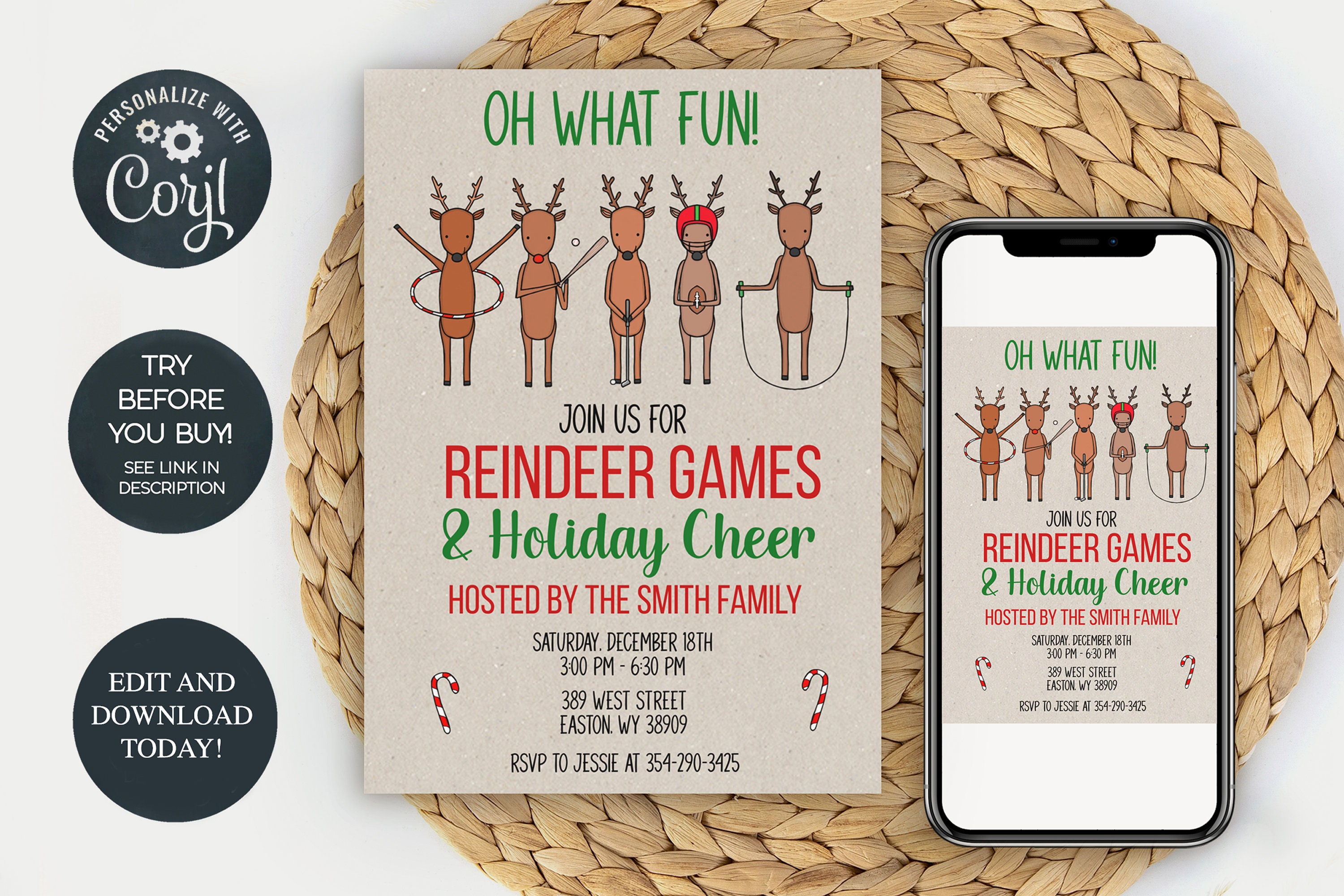 Reindeer Games Holiday Christmas Party Invitation, Reindeer, Party ...